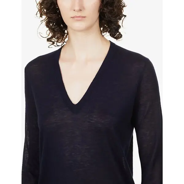 Joseph Cashair Black V Neck Jumper Womens Cashmere Sweater Black V