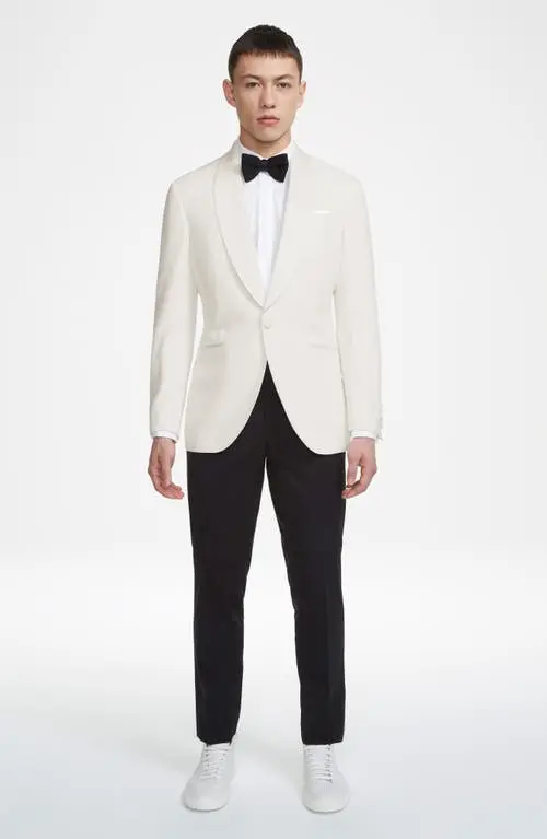 JACK VICTOR Ethan Trim Fit Solid Wool Dinner Jacket - Cream