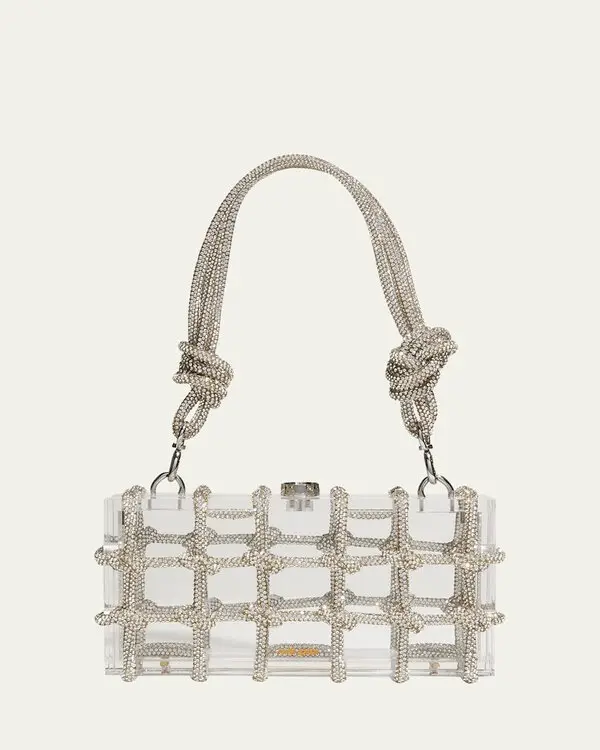 Cult Gaia Bess Caged Embellished Box Shoulder Bag - Clear