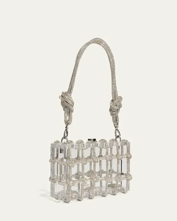 Cult Gaia Bess Caged Embellished Box Shoulder Bag