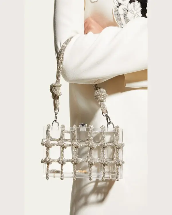 Cult Gaia Bess Caged Embellished Box Shoulder Bag