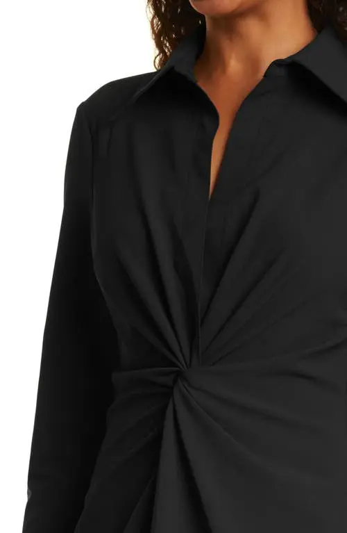 Cinq À Sept Mckenna Front Twist Mini Shirtdress - Black