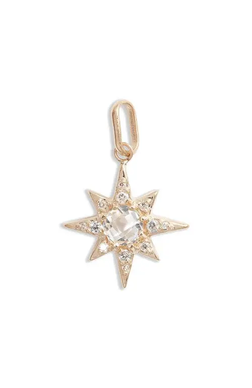 Anzie Starburst Diamond Pendant Charm - Gold/ Clear Topaz