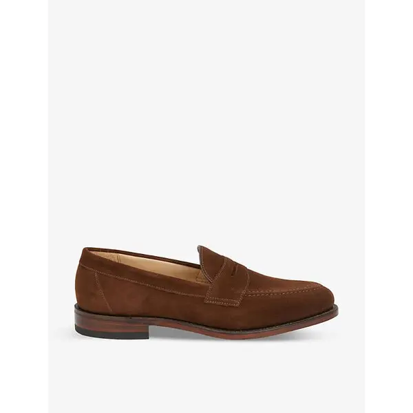 LOAKE Imperial Strap Suede-textured Leather Loafers - Brown