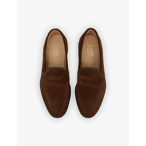 LOAKE Imperial Strap Suede-textured Leather Loafers - Brown