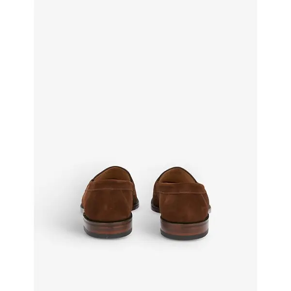 LOAKE Imperial Strap Suede-textured Leather Loafers - Brown