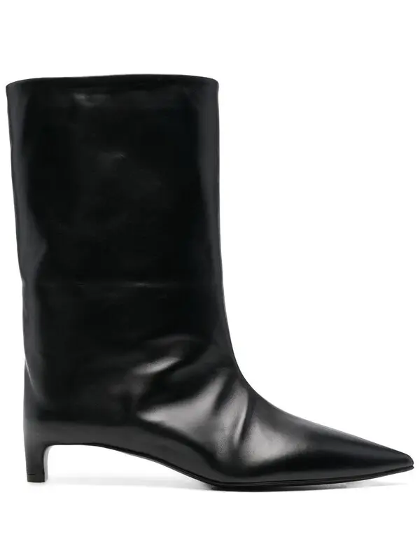 JIL SANDER Pointed-toe Leather Boots - Black