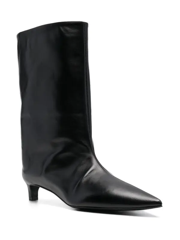 JIL SANDER Pointed-toe Leather Boots - Black
