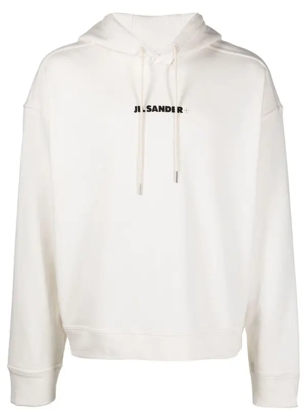 JIL SANDER Logo-print Detail Hoodie - Neutrals