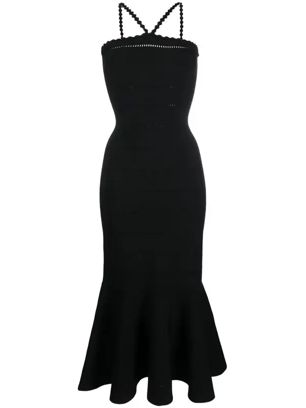 Victoria Beckham Cut-out Detail Peplum Dress - Black