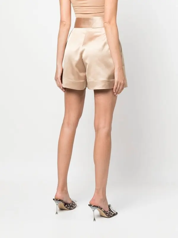 STYLAND High-waisted Satin-finish Shorts - Gold
