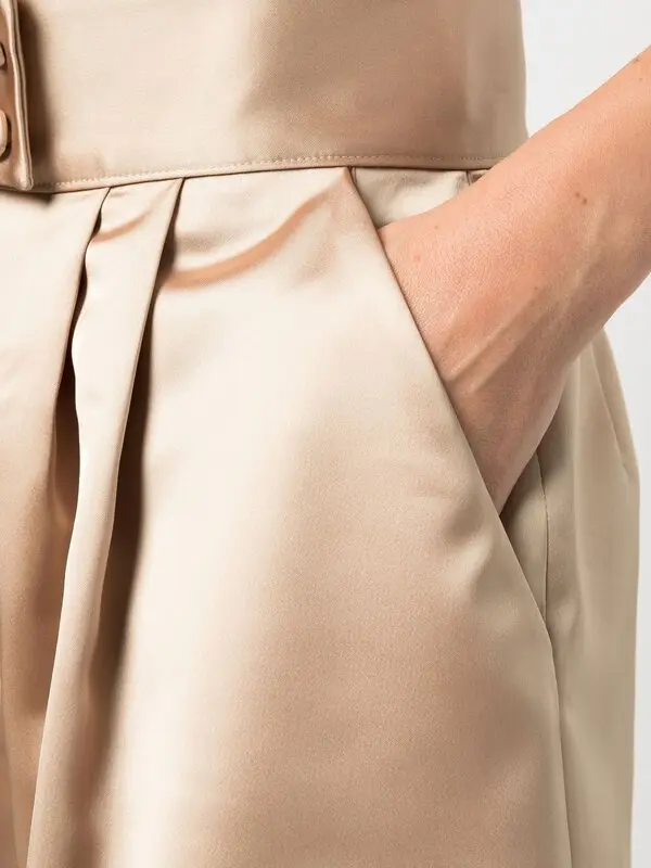 STYLAND High-waisted Satin-finish Shorts - Gold