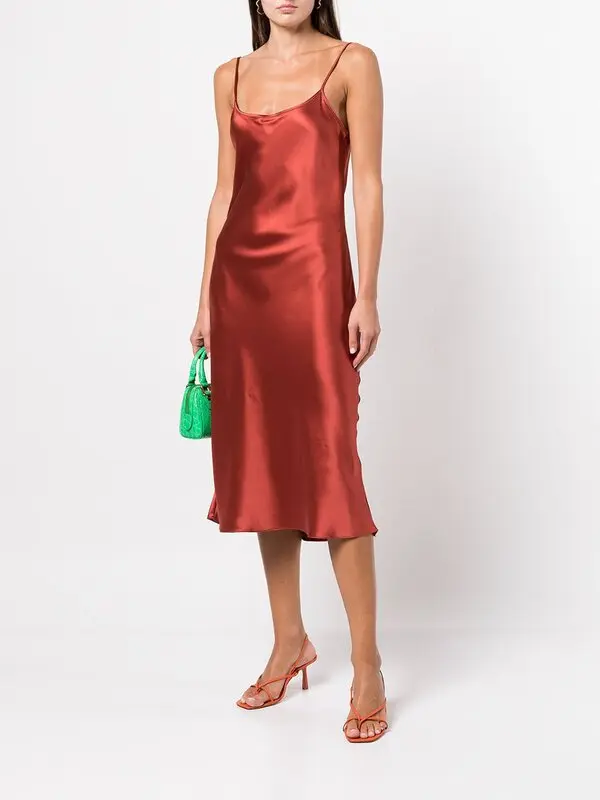 Voz Sleeveless Silk Midi Dress - Orange