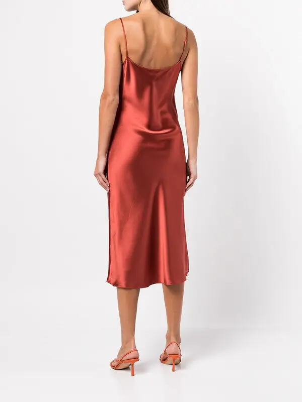 Voz Sleeveless Silk Midi Dress - Orange