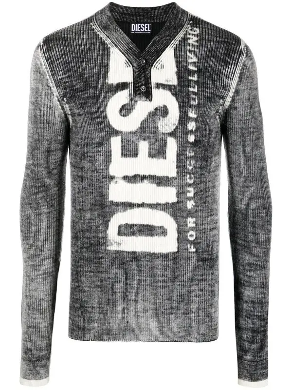 DIESEL® K-atullus Long-sleeved Ribbed T-shirt - Grey
