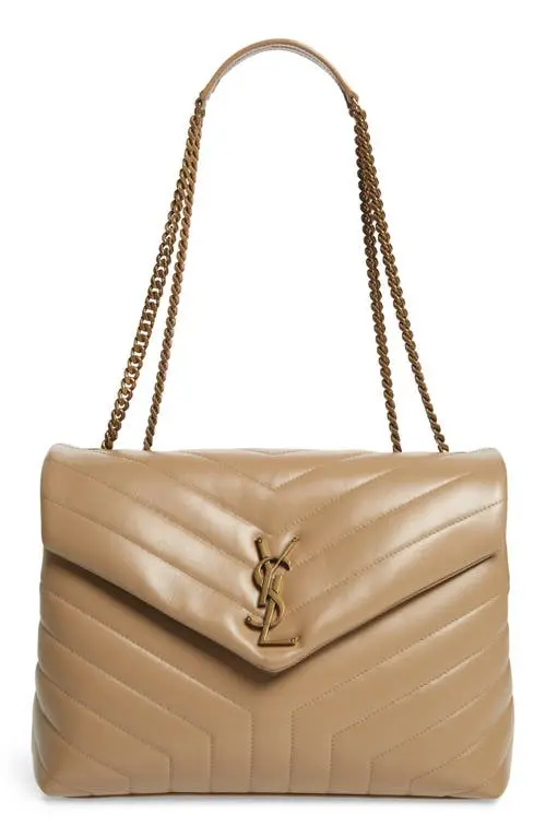Saint Laurent Loulou Matelassé Leather Shoulder Bag - Latte
