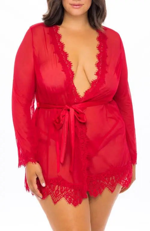 OH LA LA CHERI Provence Lace Trim Wrap - Red