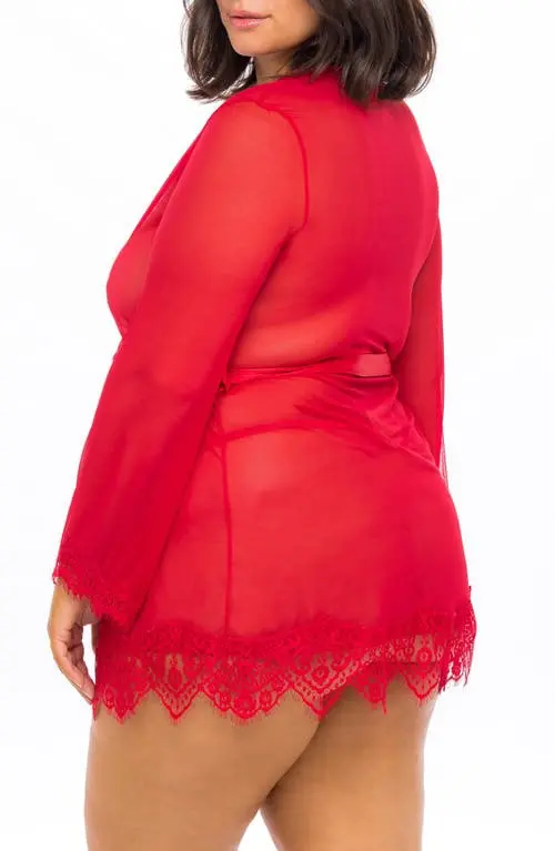 OH LA LA CHERI Provence Lace Trim Wrap - Red