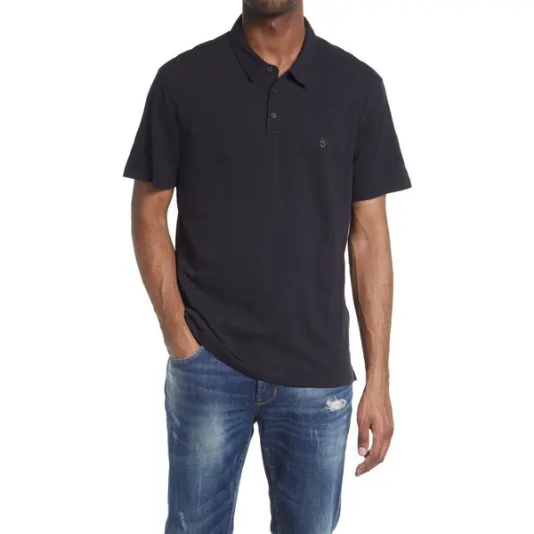 John Varvatos Victor Solid Slub Cotton Polo - Black