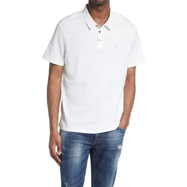 John Varvatos Victor Solid Slub Cotton Polo - Salt