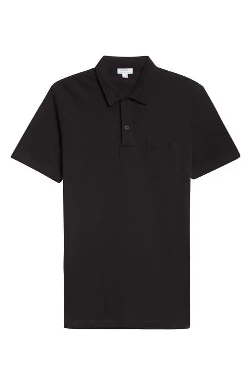 Sunspel Riviera Cotton Polo - Black