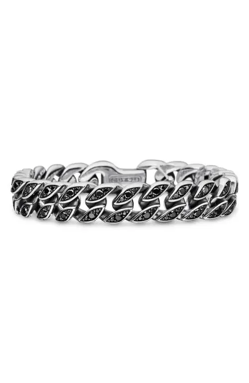 David Yurman Sterling Curb Chain Bracelet - Silver/ Black Diamond
