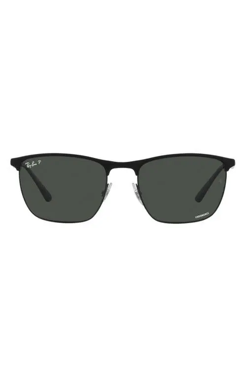 Ray-ban 57mm Polarized Square Sunglasses - Dark Grey