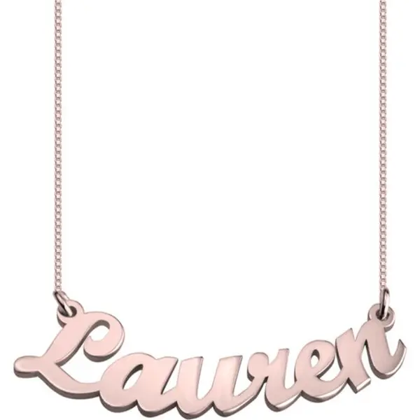 MELANIE MARIE Personalized Nameplate Pendant Necklace - Rose Gold Plated