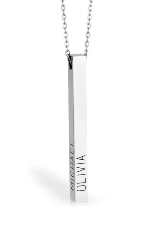 MELANIE MARIE Personalized Bar Pendant Necklace - Sterling Silver