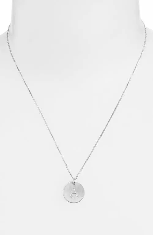 NASHELLE Sterling Silver Initial Disc Pendant Necklace - Sterling Silver A