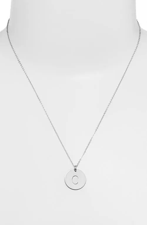 NASHELLE Sterling Silver Initial Disc Pendant Necklace - Sterling Silver C