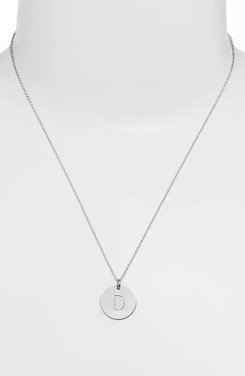 NASHELLE Sterling Silver Initial Disc Pendant Necklace - Sterling Silver D