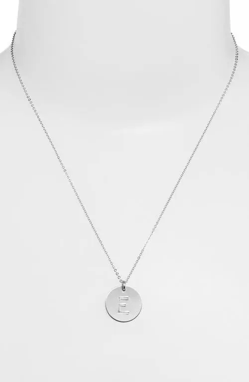 NASHELLE Sterling Silver Initial Disc Pendant Necklace - Sterling Silver E
