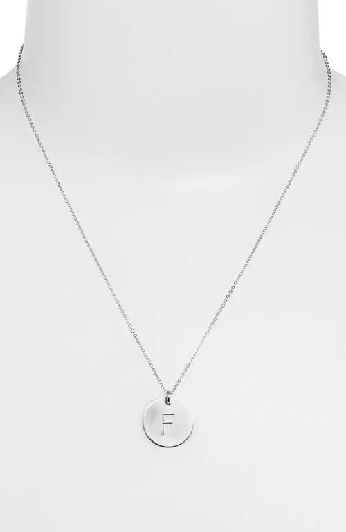 NASHELLE Sterling Silver Initial Disc Pendant Necklace - Sterling Silver F