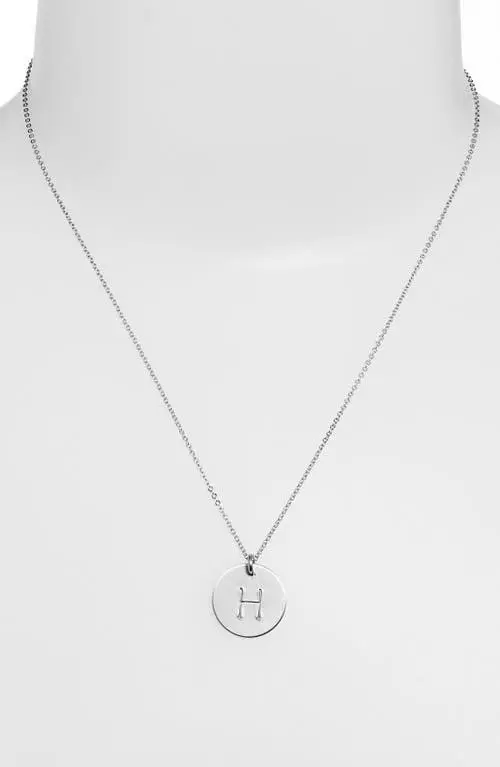 NASHELLE Sterling Silver Initial Disc Pendant Necklace - Sterling Silver H