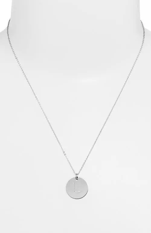 NASHELLE Sterling Silver Initial Disc Pendant Necklace - Sterling Silver L