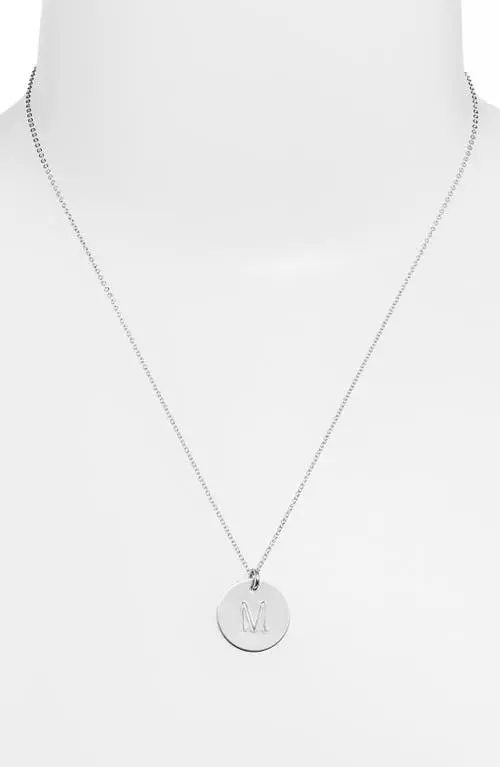 NASHELLE Sterling Silver Initial Disc Pendant Necklace - Sterling Silver M