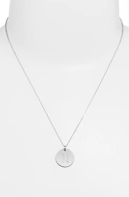 NASHELLE Sterling Silver Initial Disc Pendant Necklace - Sterling Silver N
