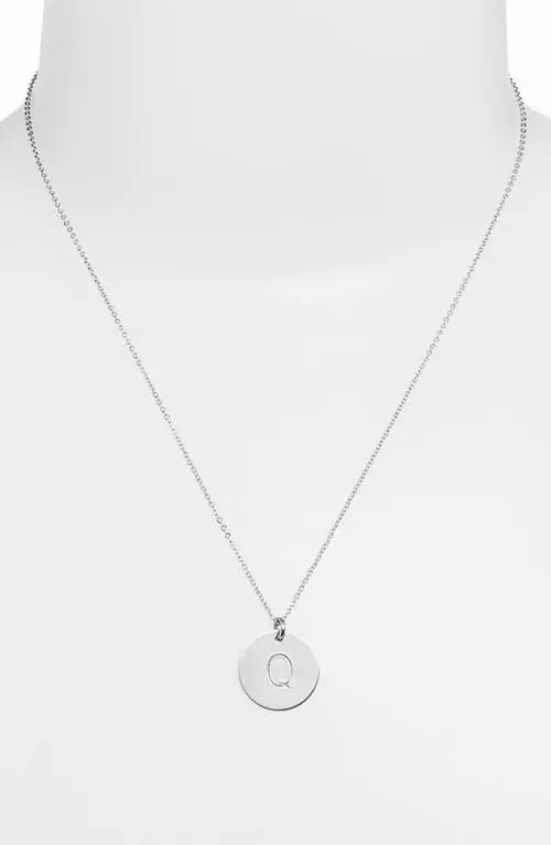 NASHELLE Sterling Silver Initial Disc Pendant Necklace - Sterling Silver Q