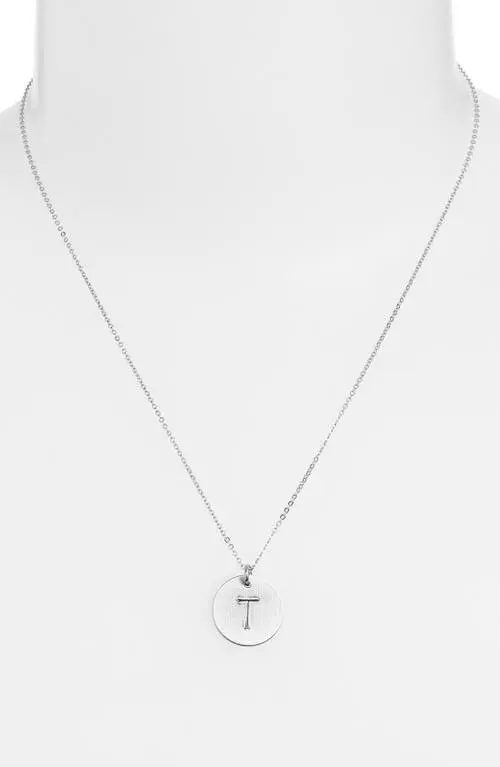 NASHELLE Sterling Silver Initial Disc Pendant Necklace - Sterling Silver T