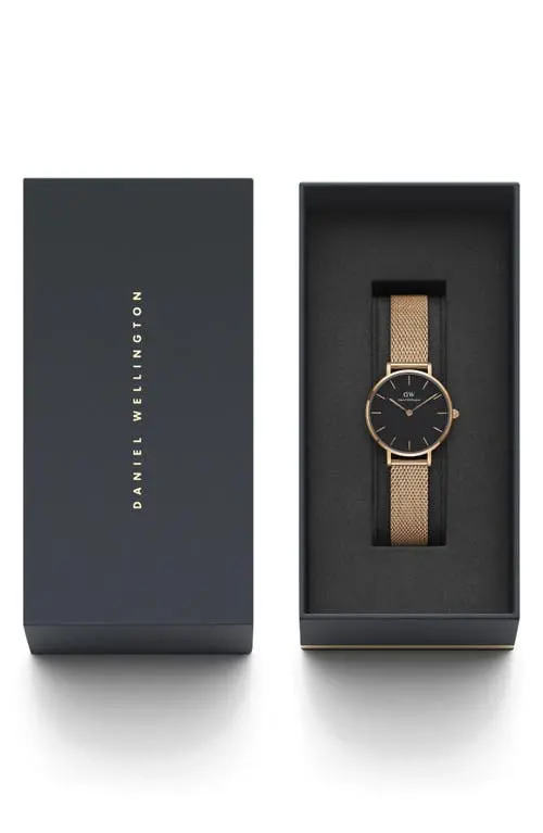 DANIEL WELLINGTON Classic Petite Mesh Strap Watch - Black/white/rose Gold