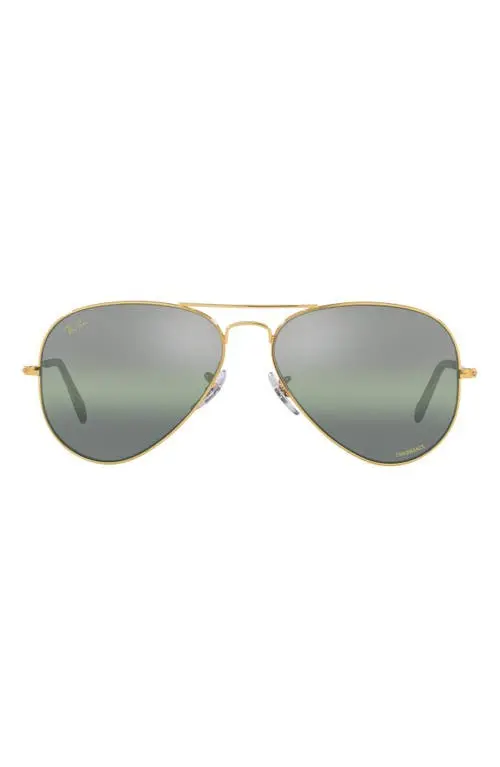 Ray-ban 58mm Polarized Aviator Sunglasses - Legend Gold/dark Green