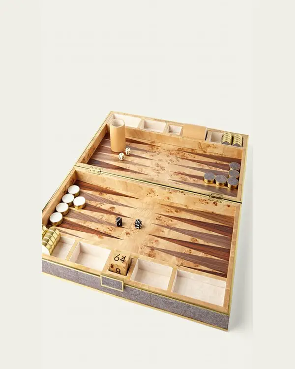 Aerin Faux Shagreen Backgammon Set