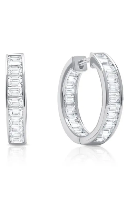 CRISLU Cubic Zirconia Hoop Earrings - Platinum