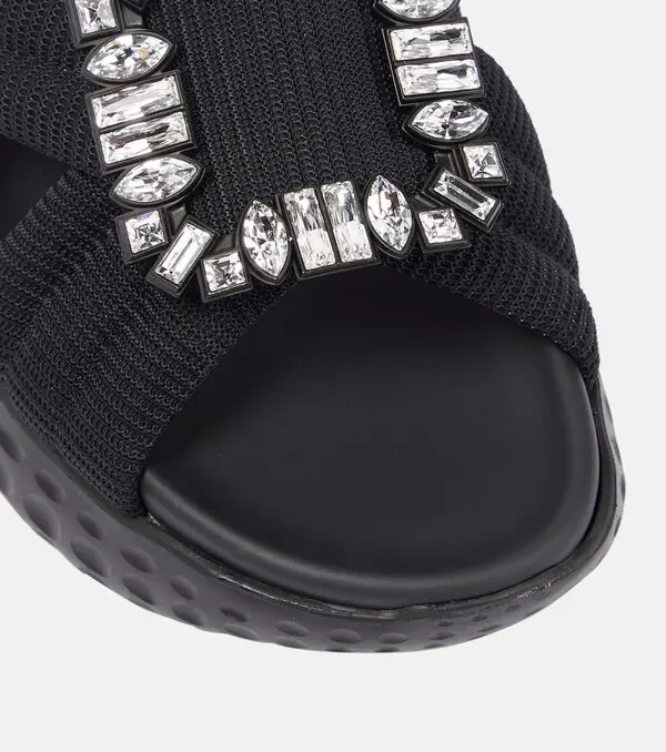 ROGER VIVIER Viv' Run Embellished Sandals - Black