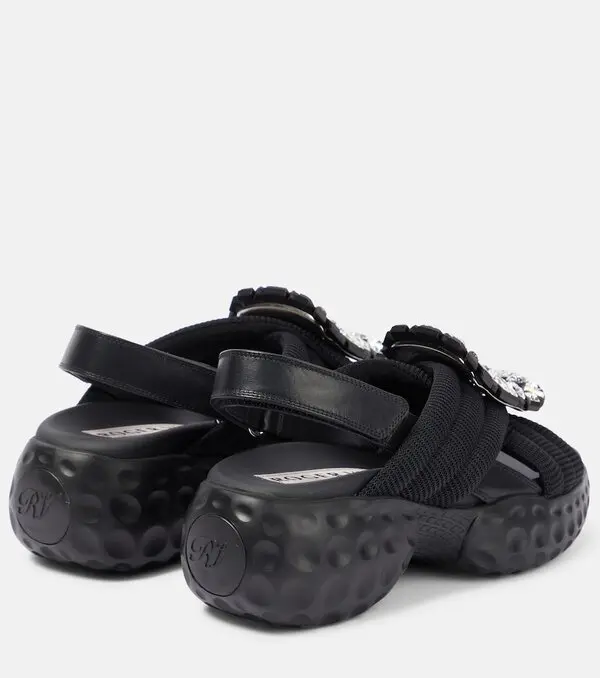 ROGER VIVIER Viv' Run Embellished Sandals - Black