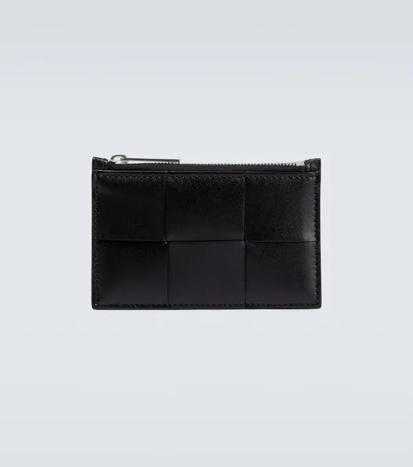 Bottega Veneta Intreccio Leather Card Case - Black