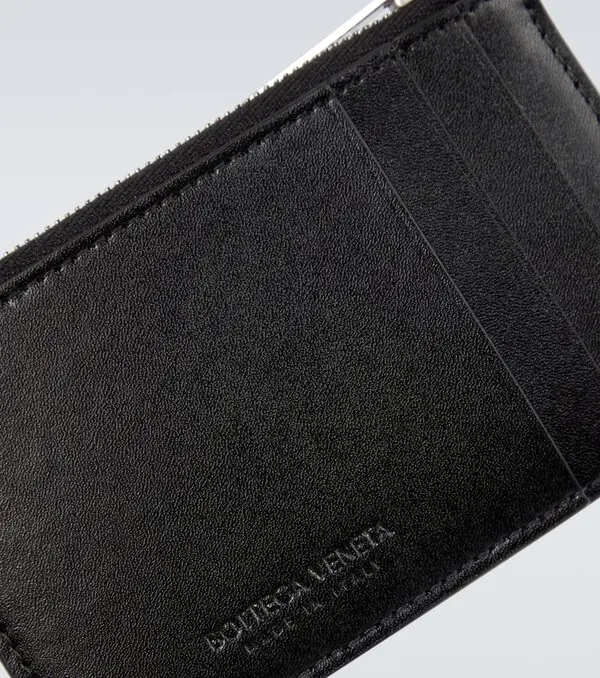 Bottega Veneta Intreccio Leather Card Case - Black