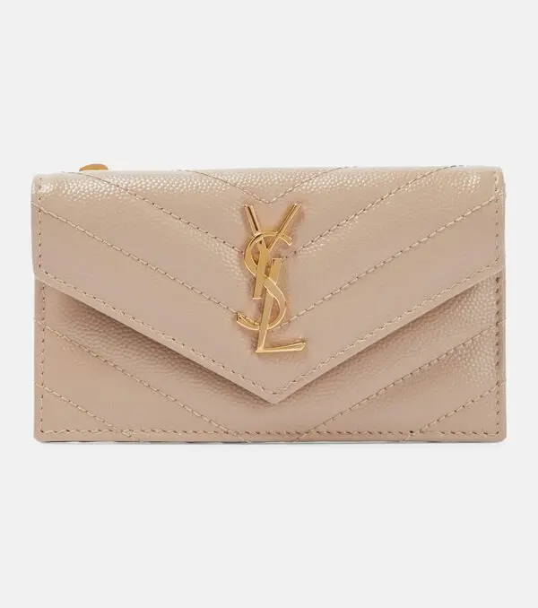 Saint Laurent Cassandre Leather Wallet - Beige