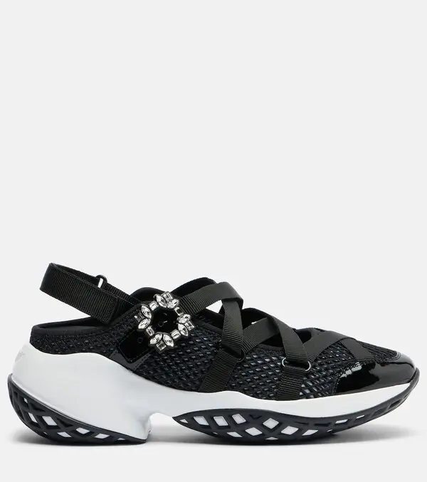 ROGER VIVIER Viv' Run Embellished Sneakers - Black